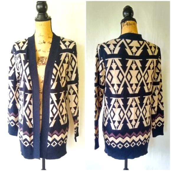 Rhapsody | Sweaters | Womens Rhapsody Aztec Tribal Geometric Longline ...